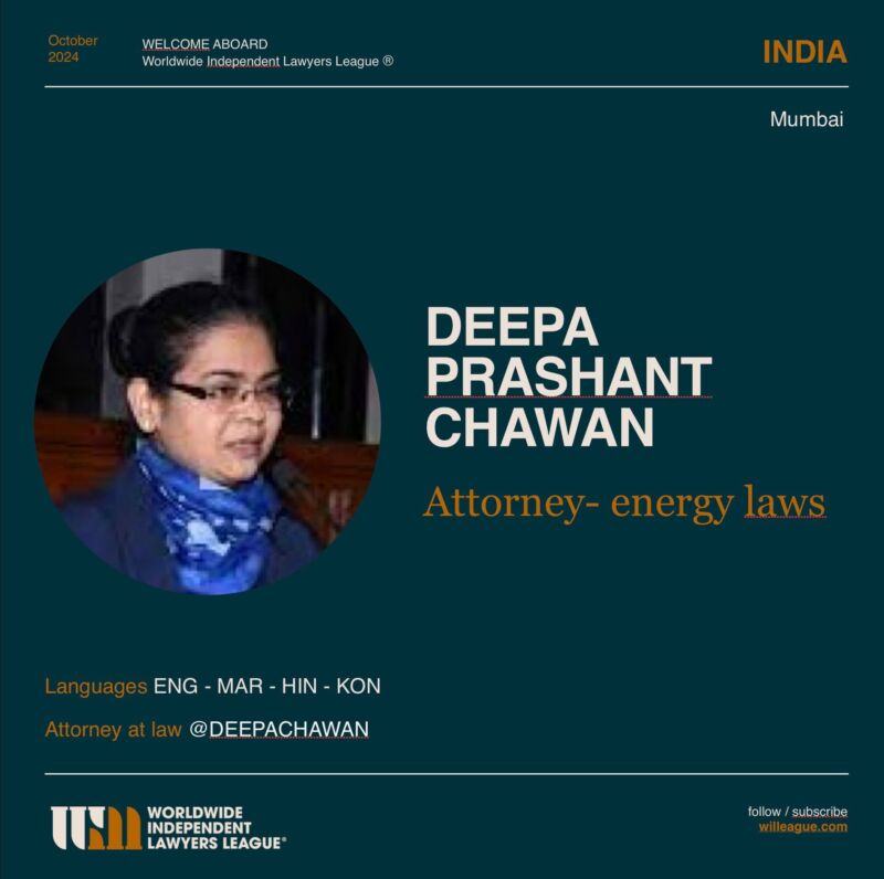 WELCOME ON BOARD ADVOCATE DEEPA PRASHANT CHAWAN - Willeague